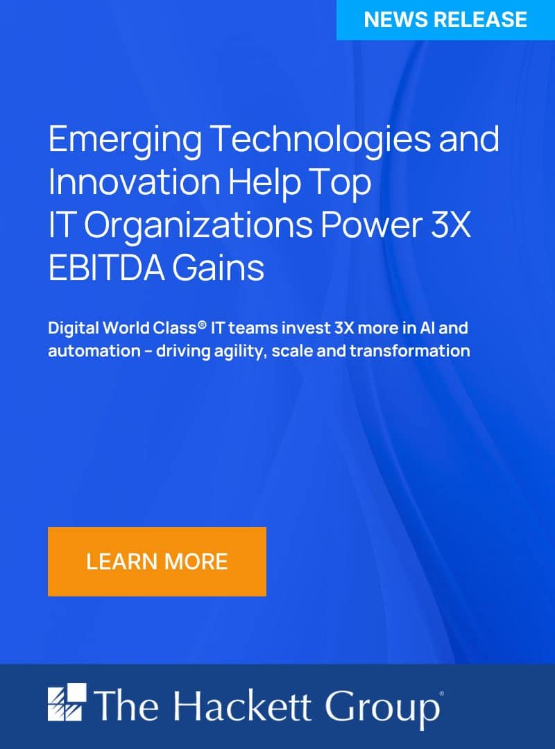 NEWS RELEASE - Emerging Technologies and Innovation Help Top IT Organizations Power 3X EBITDA ...