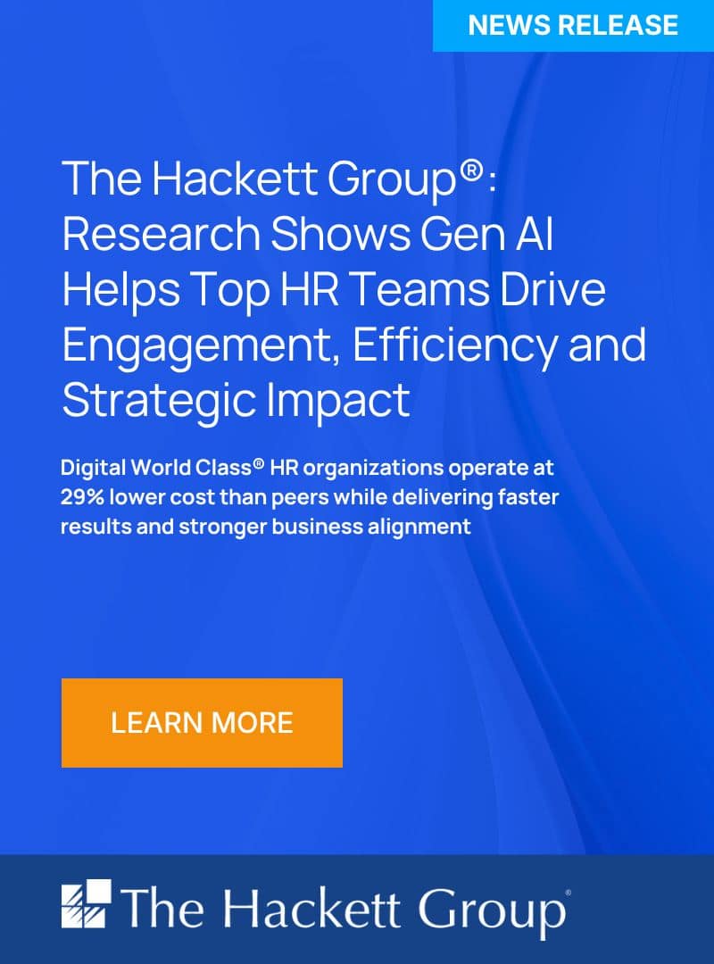 NEWS RELEASE - The Hackett Group®: Research Shows Gen AI Helps Top HR ...